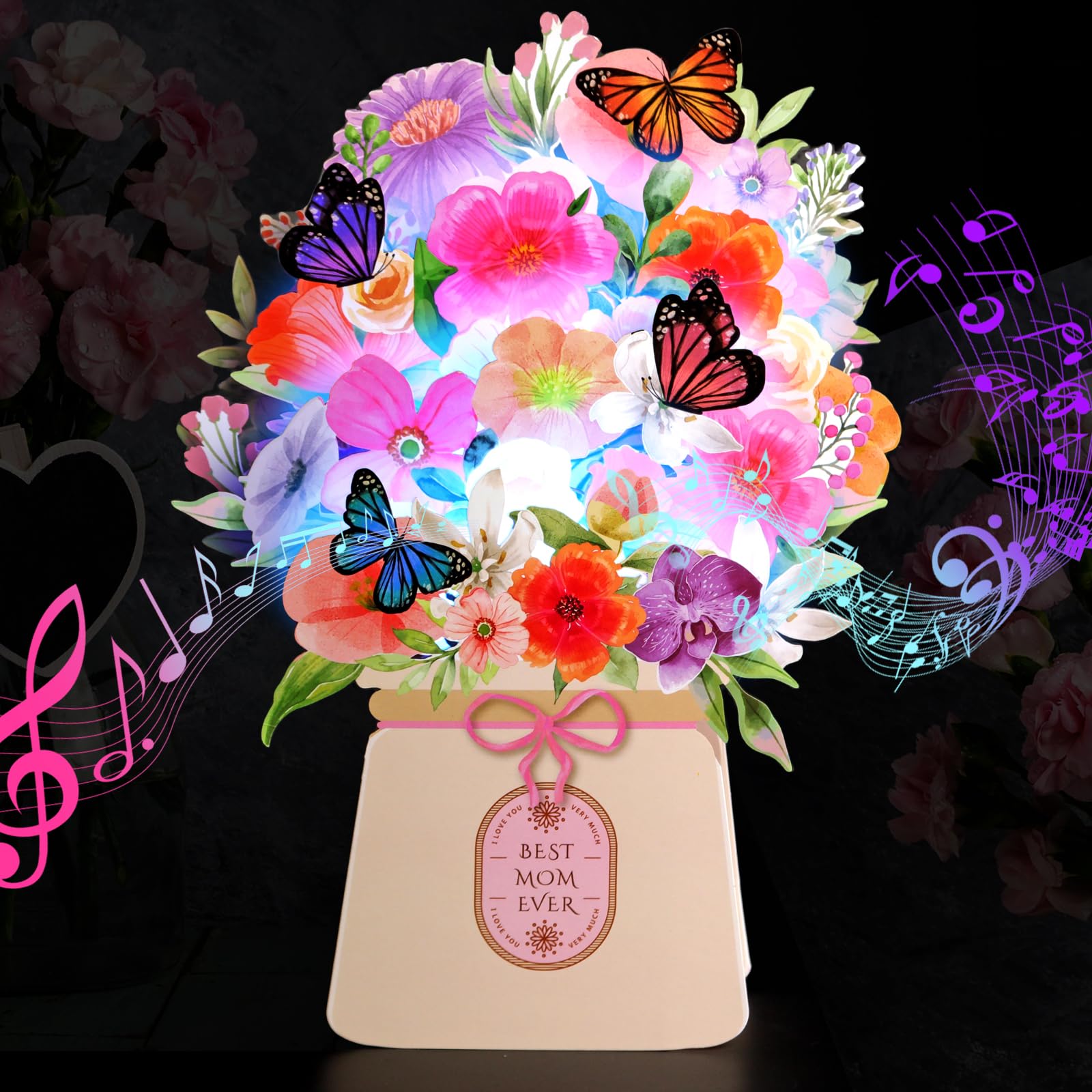 Snapklik.com : LIGHTS & MUSIC Mothers Day Pop Up Card, Orchid, Lily And ...