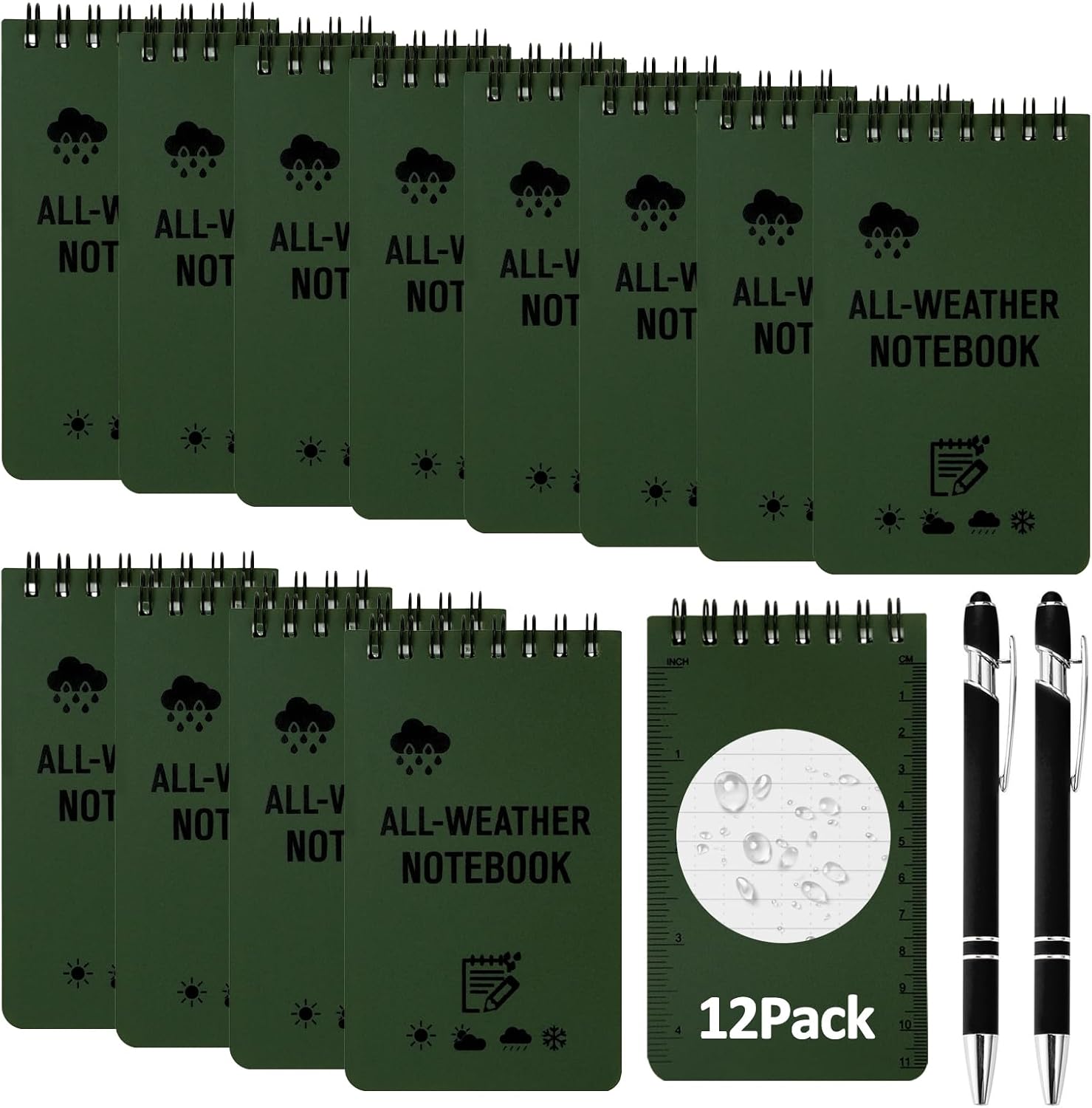Amazon.com : SHAIDOJIO 12Pack Waterproof Notebook, All Weather Pocket ...
