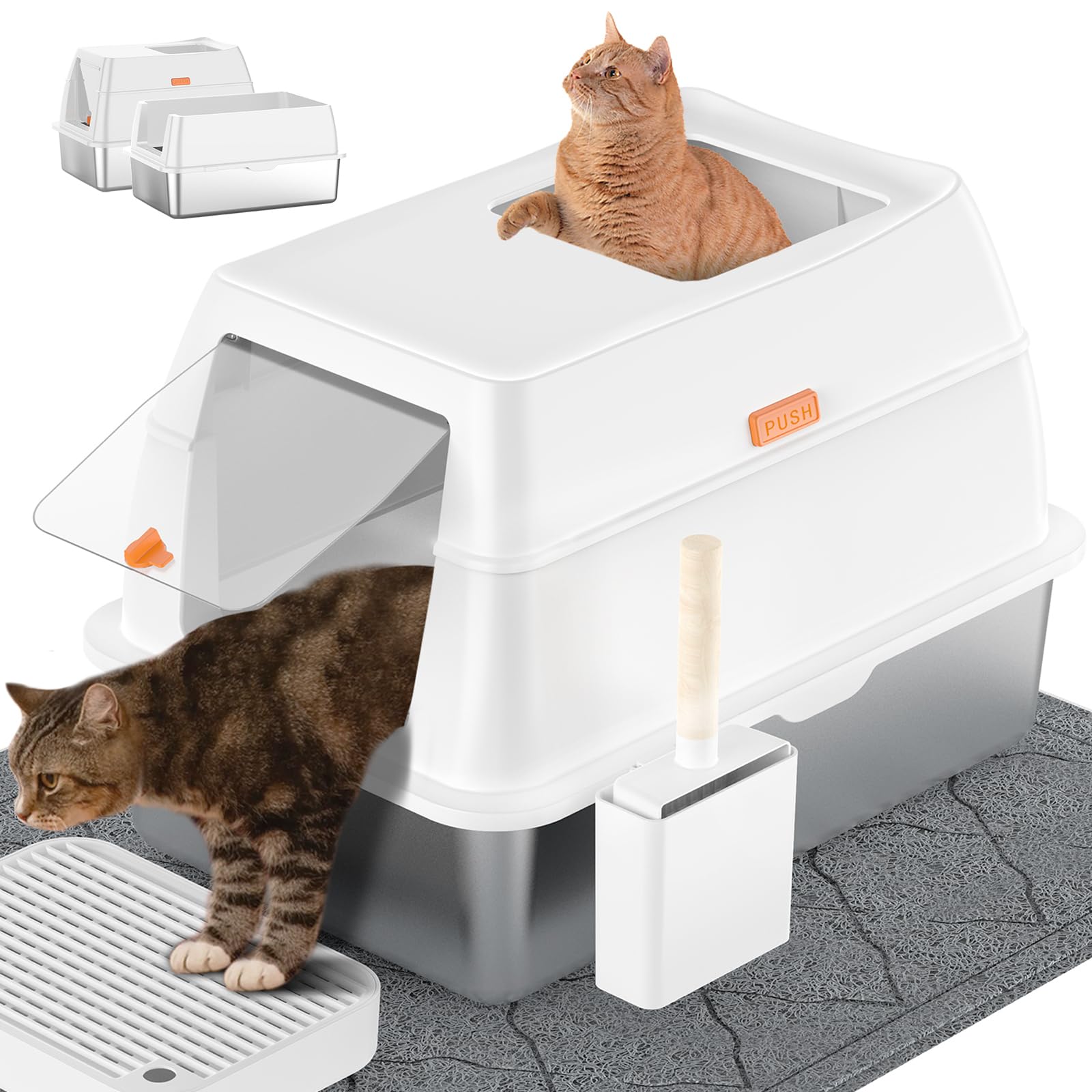 Amazon.com : Stainless Steel Litter Box with Lid,Extra Large Enclosed ...