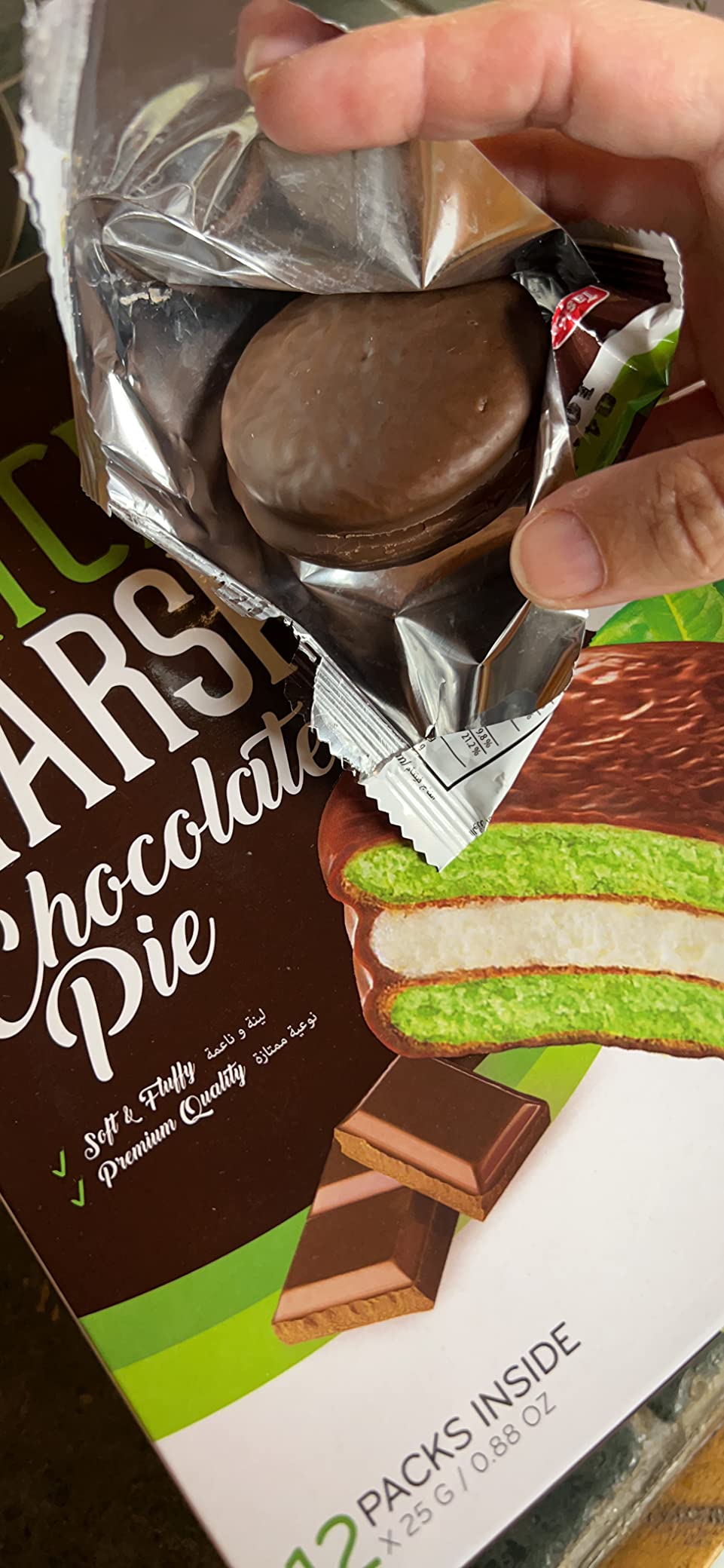 Amazon.com: Tastee Matcha & Marshmallow Chocolate Pie 25g x 12ct, 3 ...