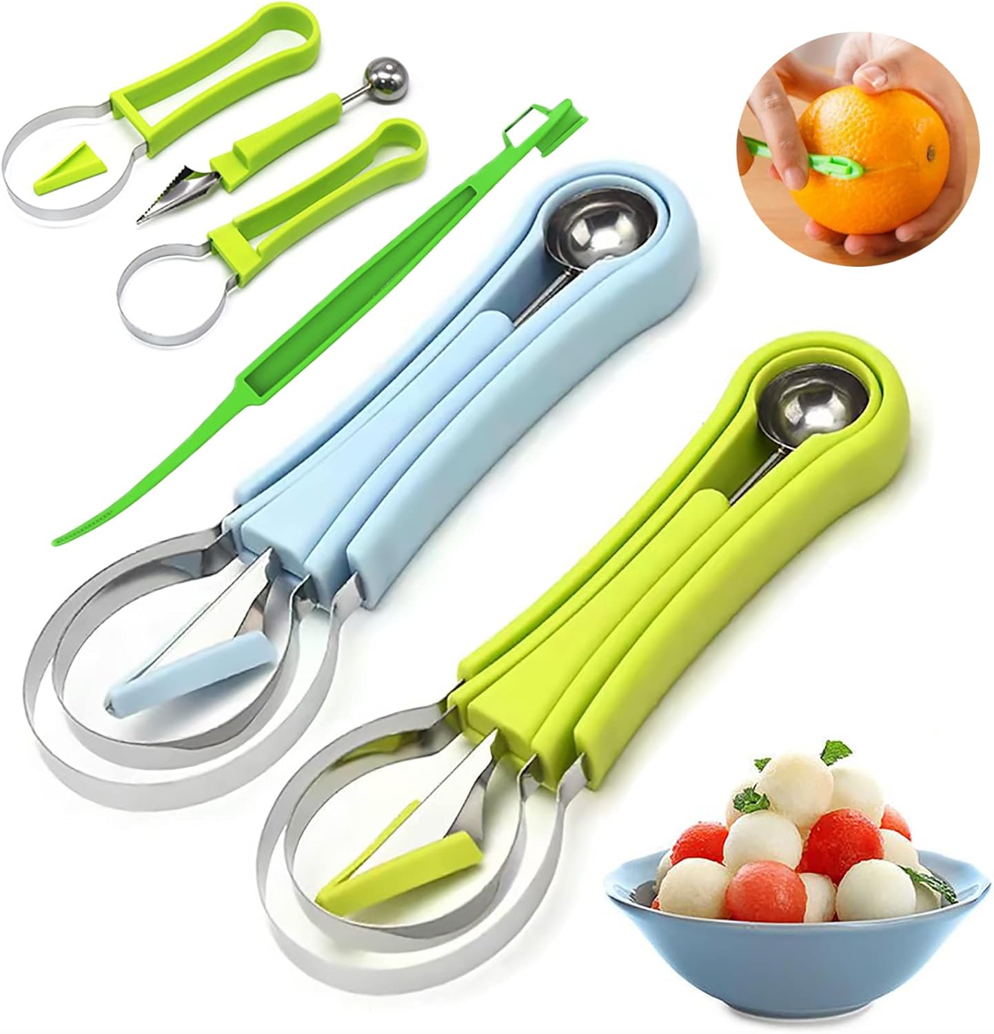 Amazon.com: CukAid Melon Baller Scoop Set,Melon Corer Peeler,Premium ...
