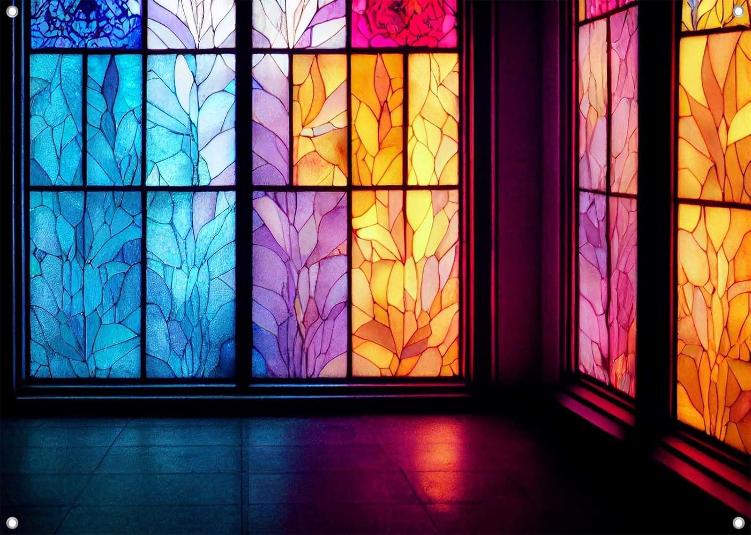 Amazon.com : Gorpic 15x8ft Fabric Stained Glass Church Backdrops Banner ...
