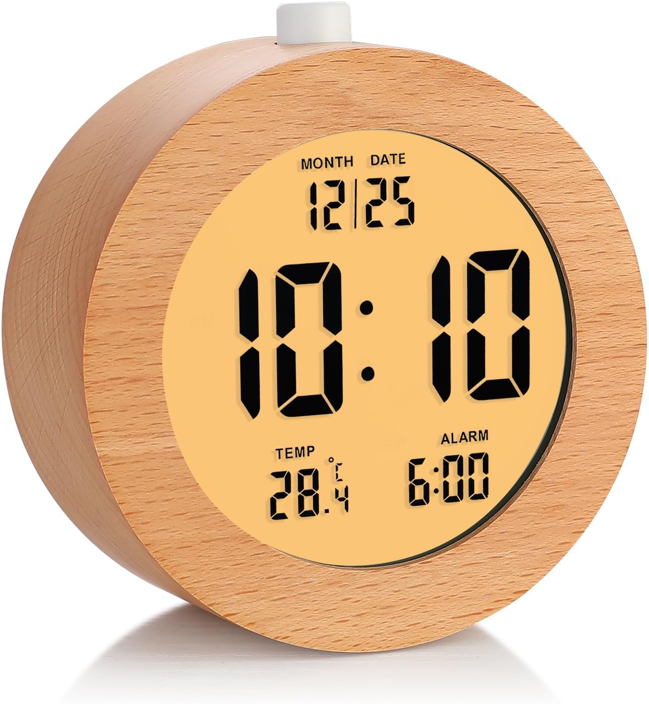 Amazon.com: Digital Alarm Clock, with Wooden Electronic LED Time ...