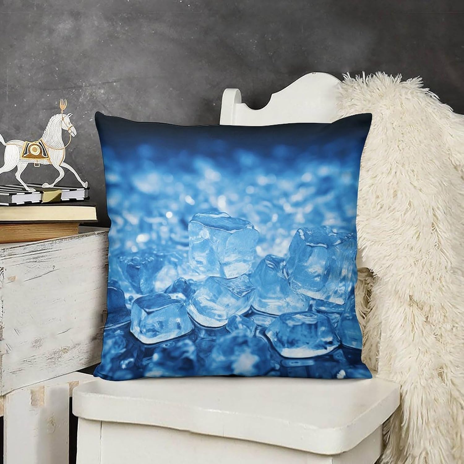 Amazon.com: GHBNK Blue Ice Cube Background Throw Pillow Covers 18 "x18 ...