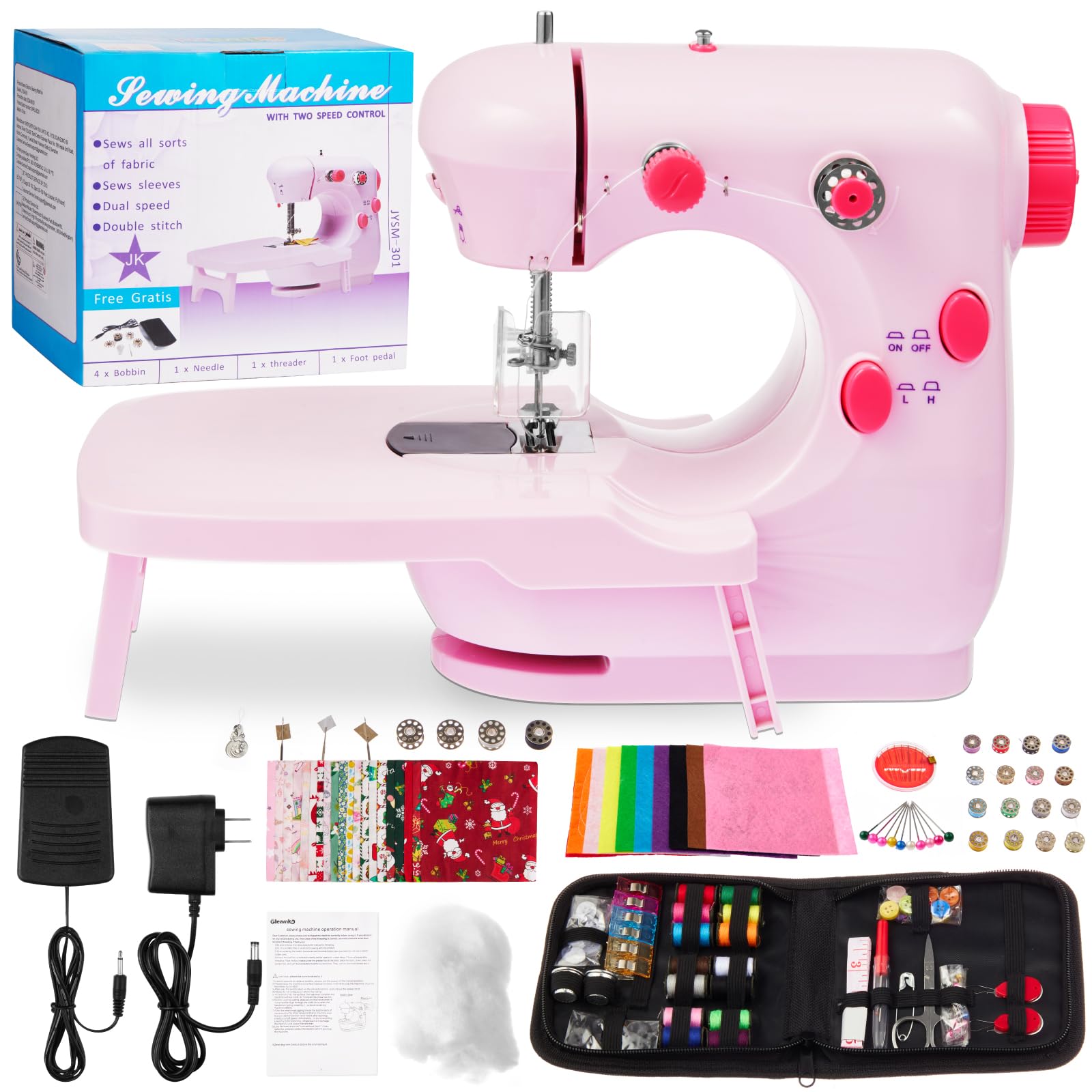 Amazon.com: Gleamkid Portable Sewing Machine, Mini Sewing Machine for ...