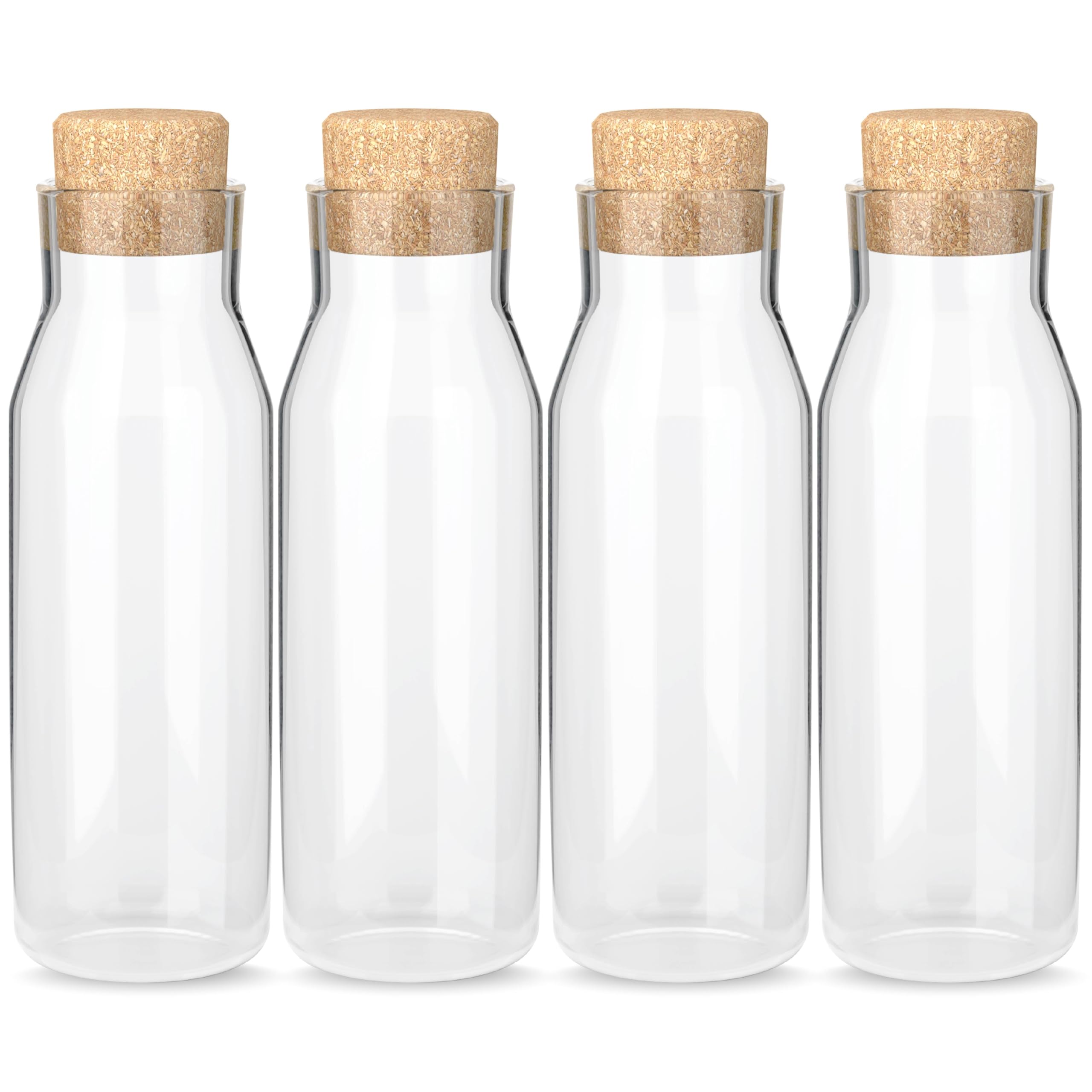 HEFTMAN Glass Carafe Bottles 4 Pack - 1 litre Glass Bottles with Cork ...