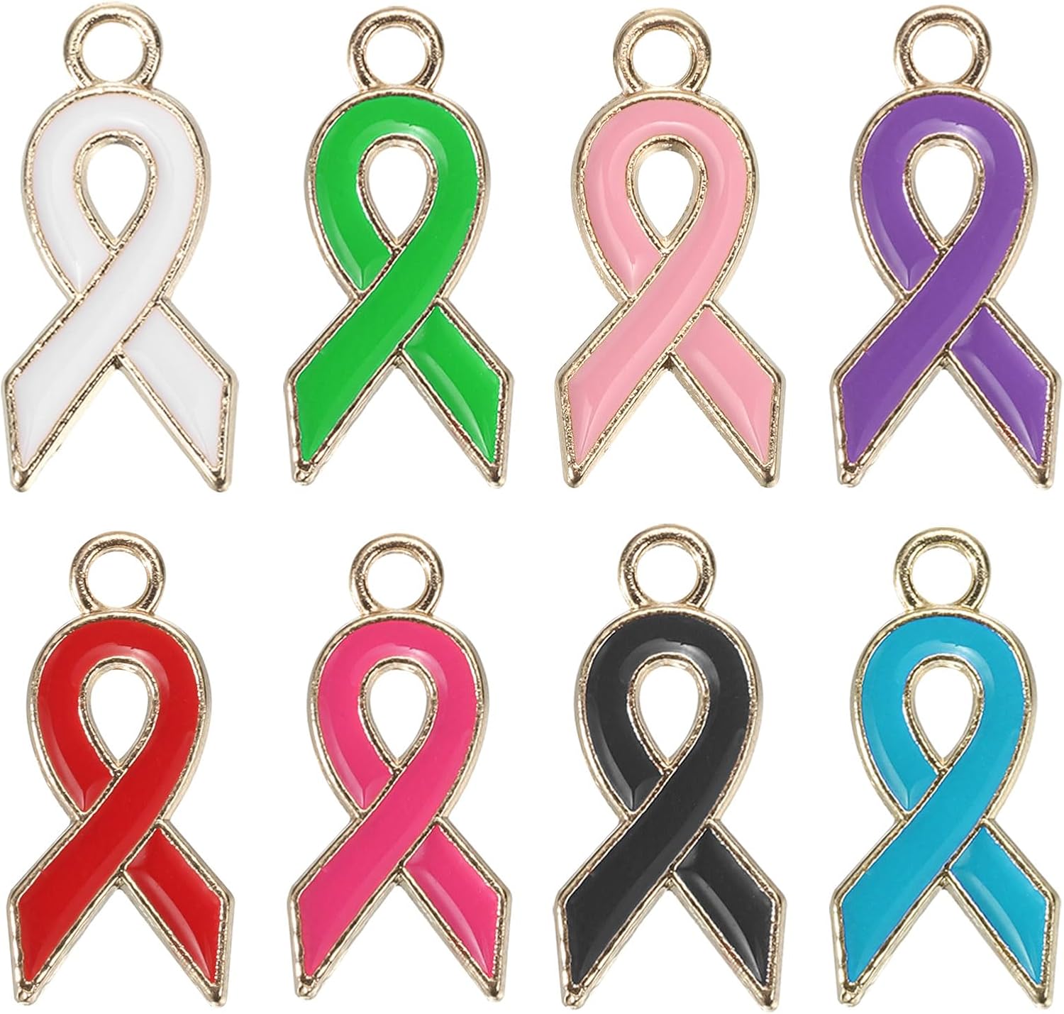 Amazon.com: PATIKIL 64 Pcs Ribbon Pendant Charm, Alloy Awareness Ribbon ...