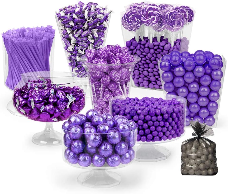 Amazon.com : 165 Pcs Purple & Silver Candy Kisses Milk Chocolate (1.65 ...