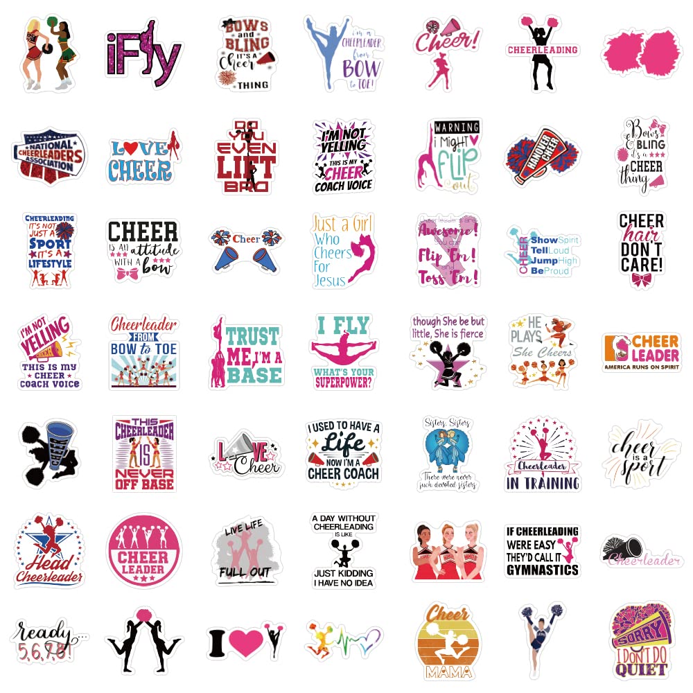 Snapklik.com : 50 Pack Cheer Stickers, Vinyl Perfect Cheer Gifts ...