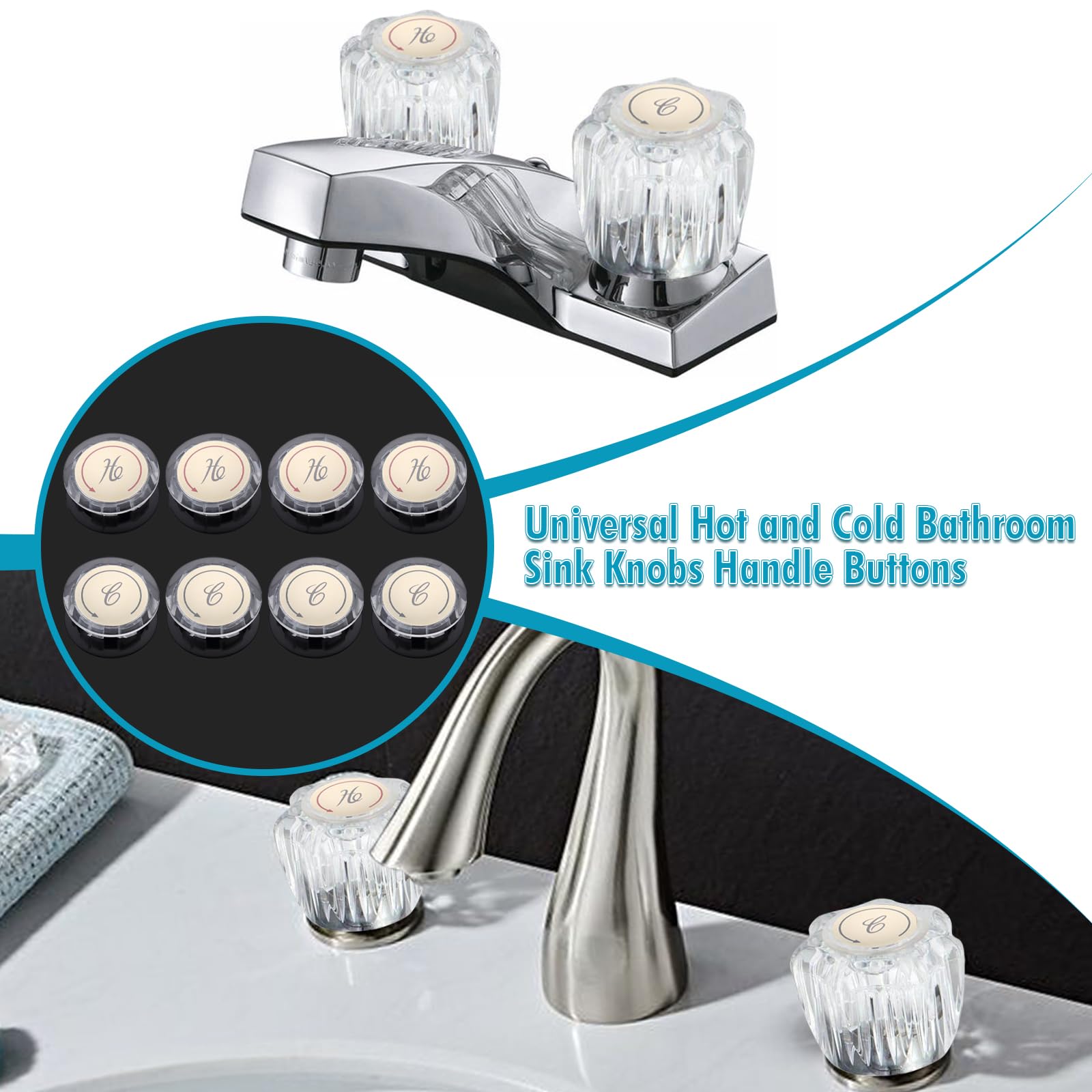 Snapklik.com : Replacement Hot And Cold Crystal Acrylic Faucet Knobs ...