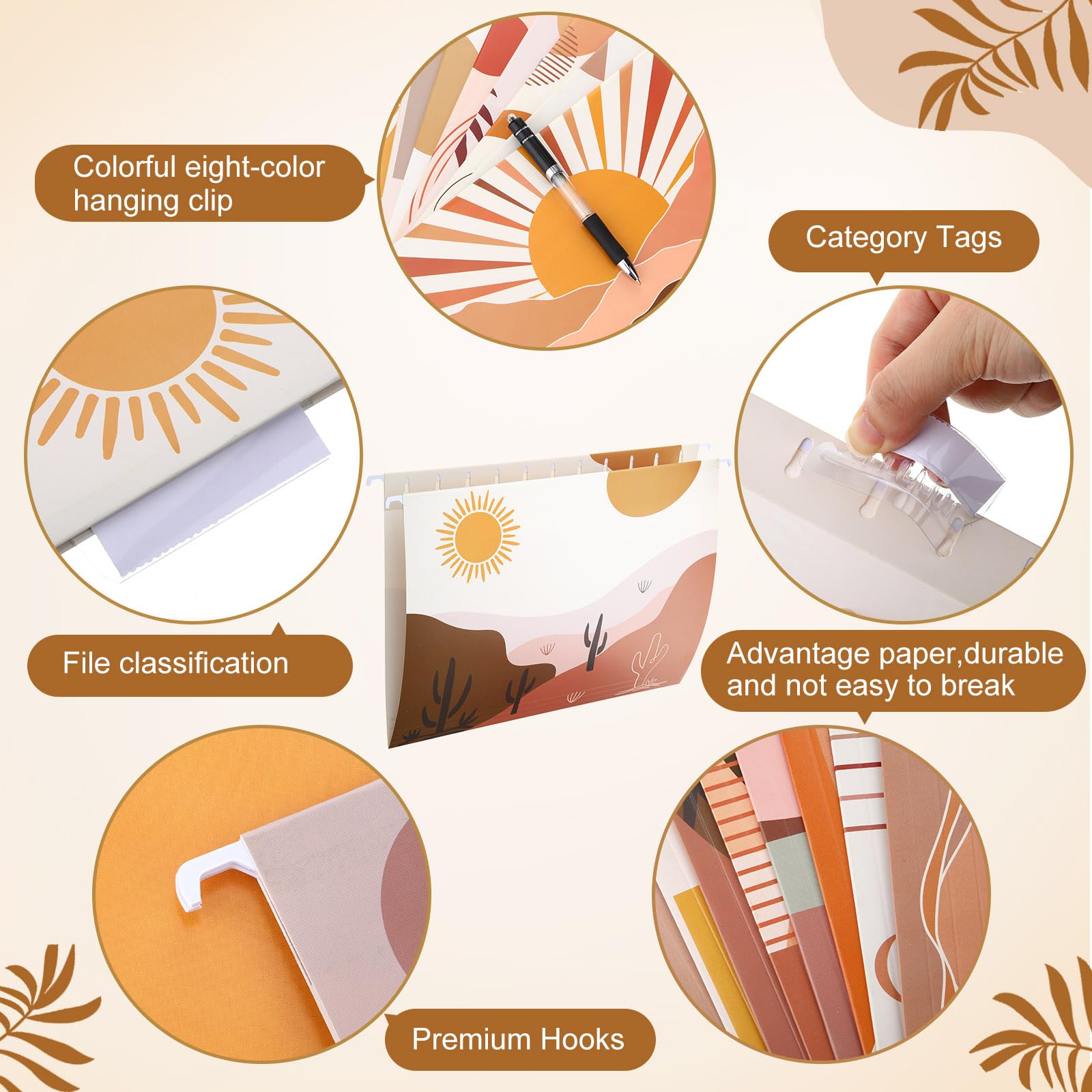 Snapklik.com : Estune 32 Pcs Boho Decorative Hanging File Folders ...