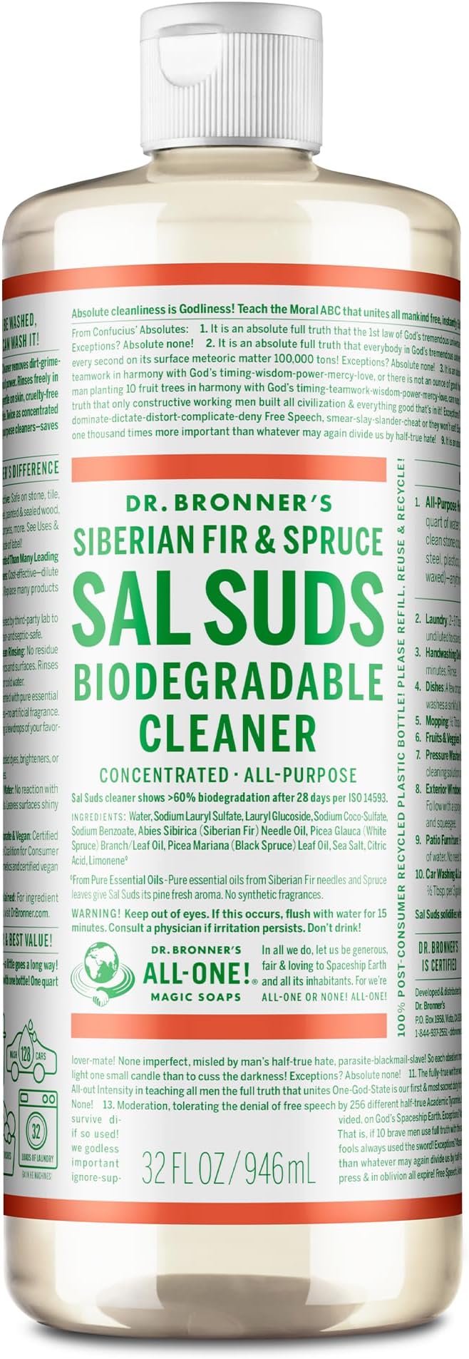 Dr Bronner S Sal Suds Concentrate Mild 32 Oz