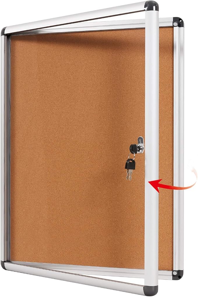 Swansea Enclosed Bulletin Board,Lockable Cork Noticeboard for School ...