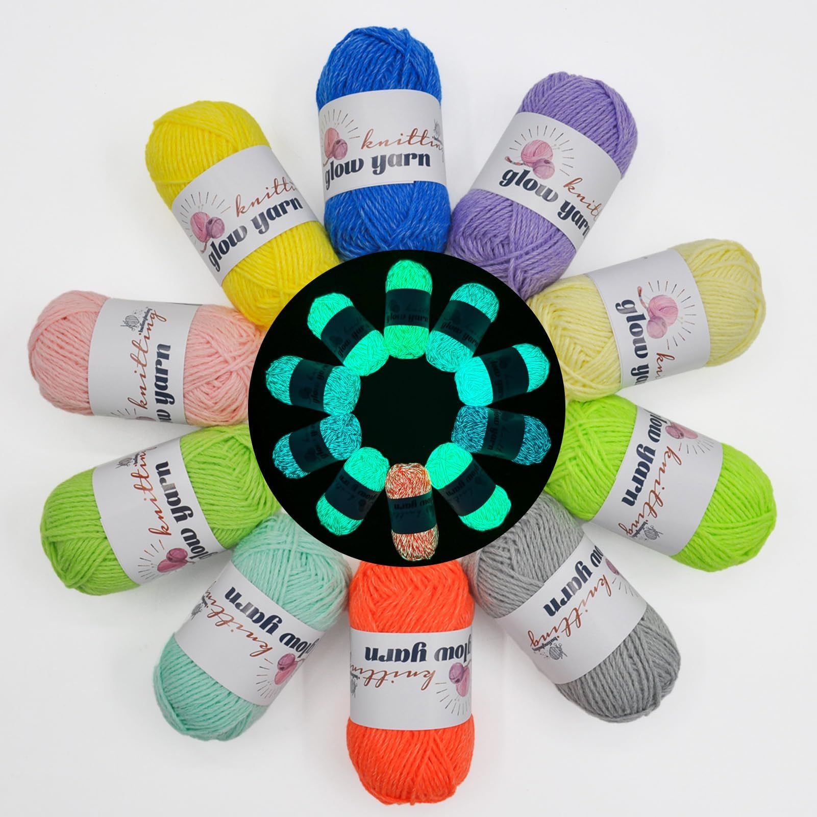 Amazon.com: 5PCS Glow in The Dark Yarn for Crochet Glow Luminous ...