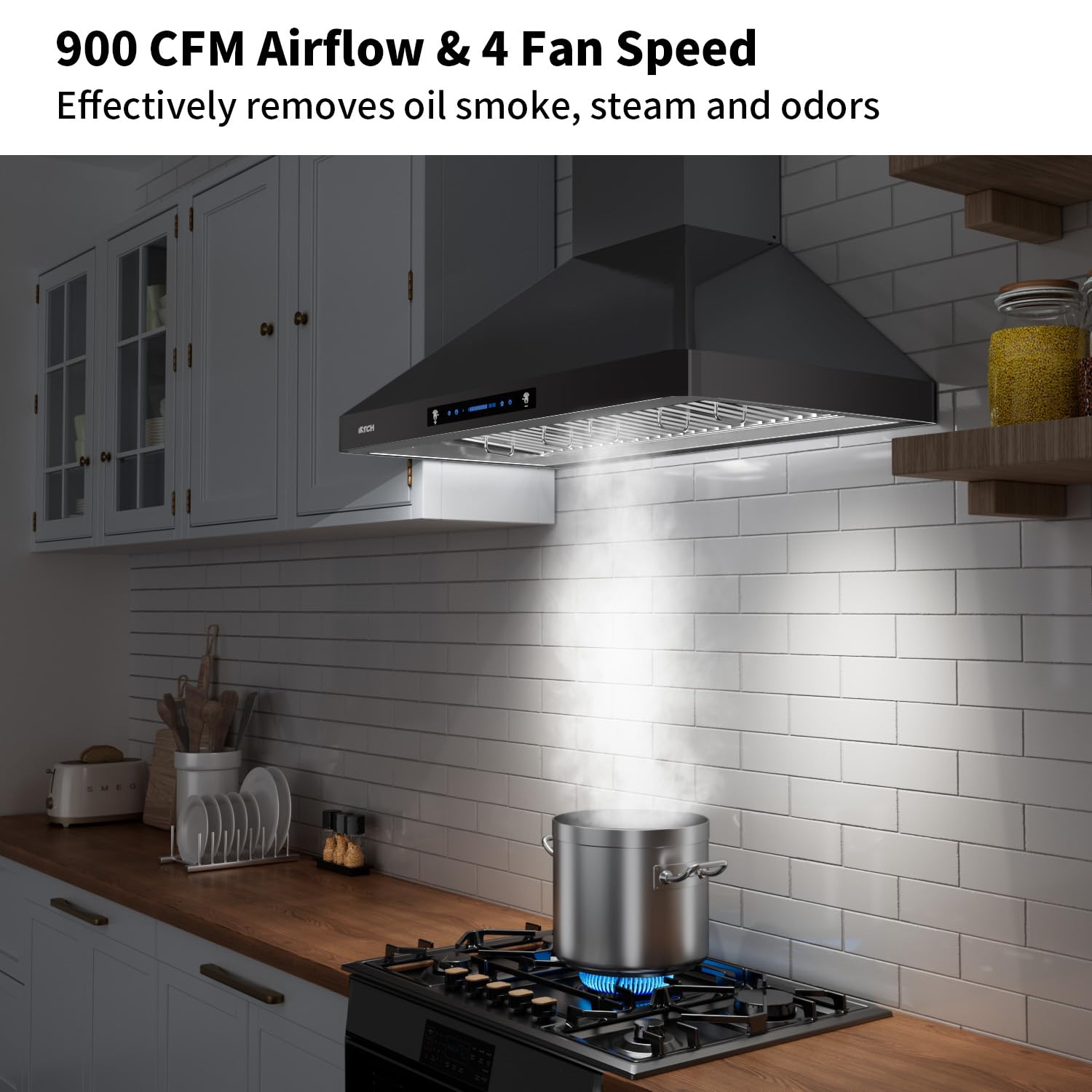 Snapklik.com : 30-Inch Wall Mount Range Hood, 1200 CFM, Stainless Steel ...