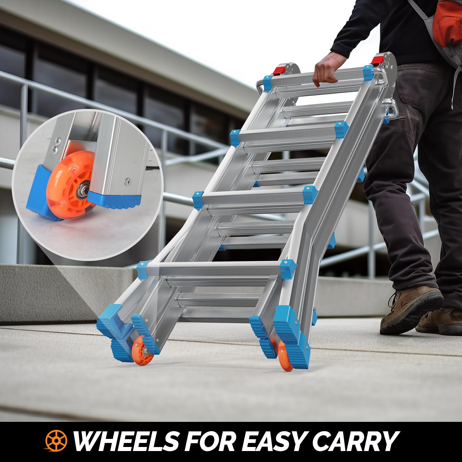 Snapklik.com : Ladder, A Frame 4 Step Ladder Telescoping Ladder, 17 Ft ...