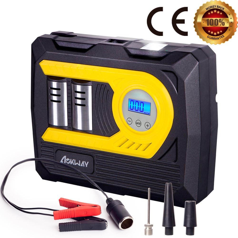 Amazon.com: aokway Car Air Compressor, with Digital Gauge Double ...