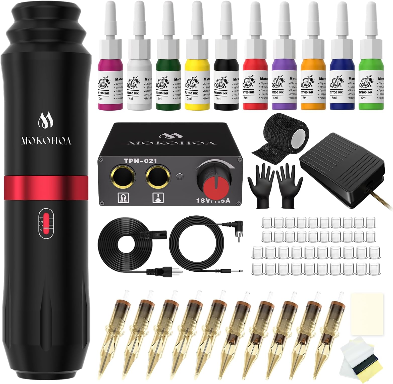 Amazon.com: MOKOHOA Tattoo Kit, Tattoo Machine Kit for Beginners Rotary ...