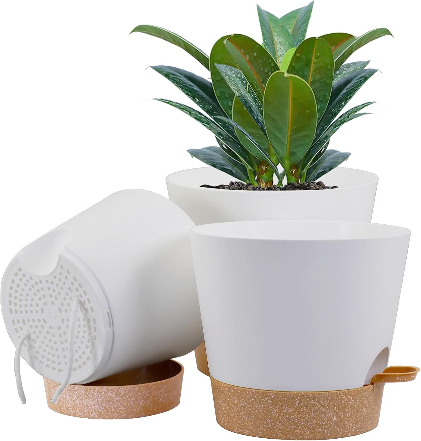 Amazon.com : UOUZ 10/9/8 inch Plant Pots Indoor, Set of 3 Self Watering ...