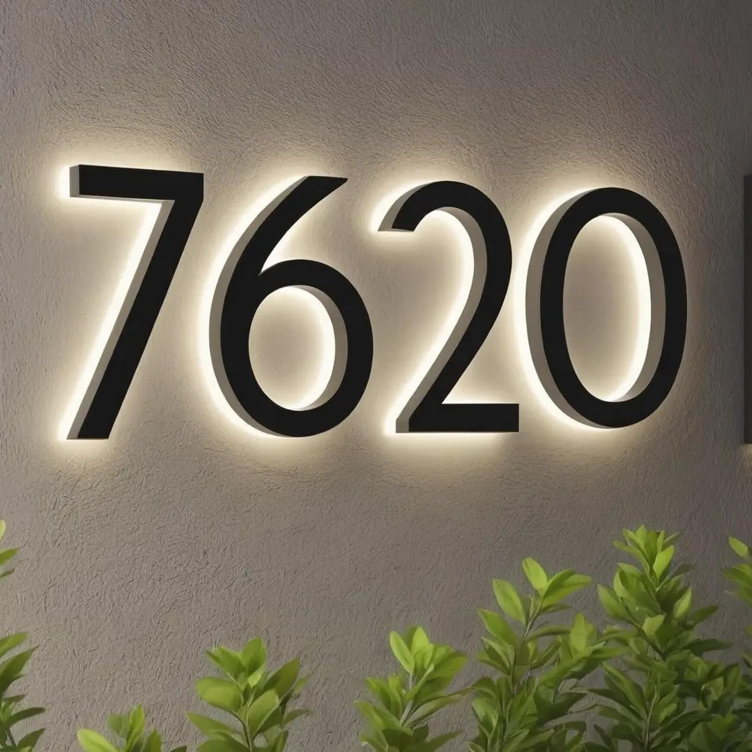 Amazon.com: Custom Backlit LED House Numbers, Solar Powered Lighted House Numbers, Waterproof ...