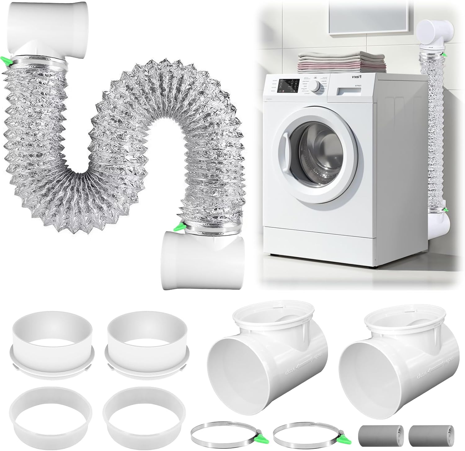 Amazon.com: Silver Dryer Vent Hose for Tight Space Includes 2 90-degree ...