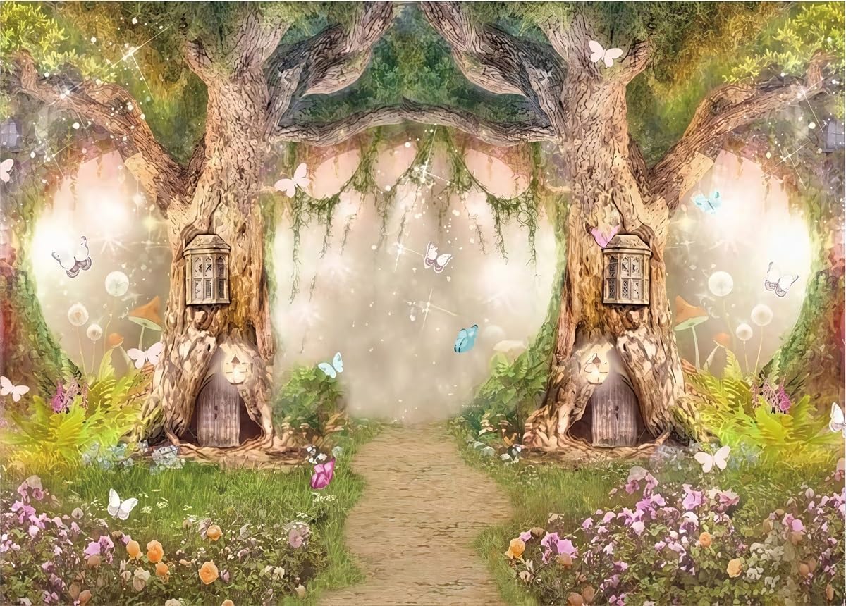 Amazon.com : Fmarui Enchanted Forest Backdrop Fairytale Fairy ...