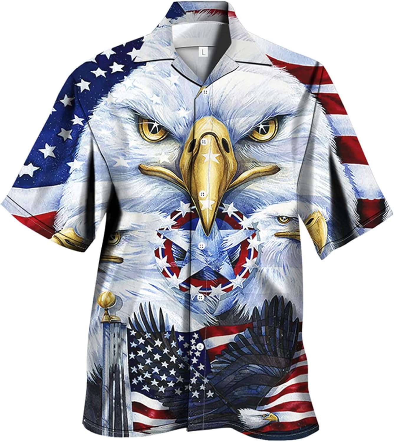 Amazon.com: Alidamo Men's Hawaiian Shirt American Flag Independence Day ...