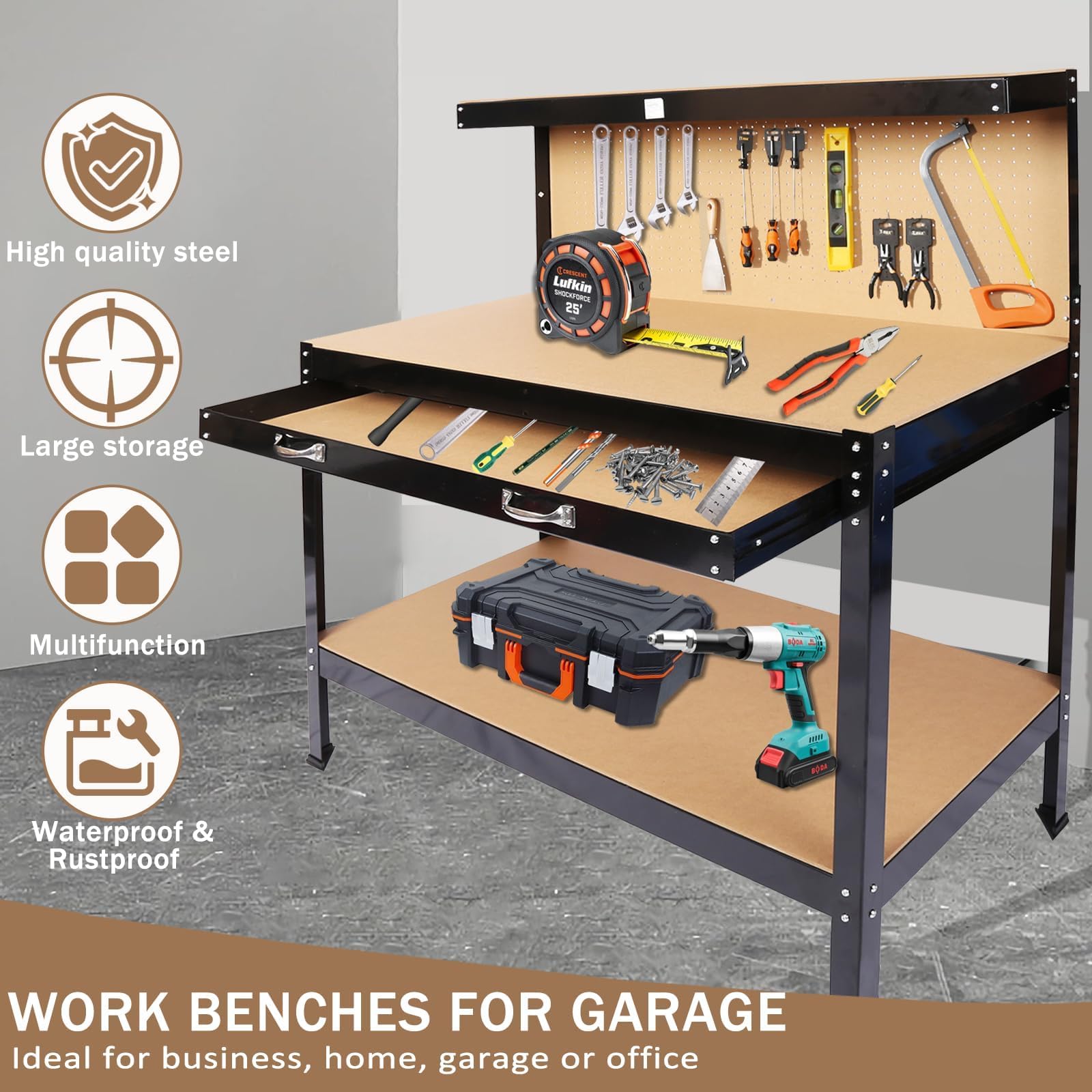 Quality Workbenches For Garages Neo Red Metal Garage Workbench – Neo