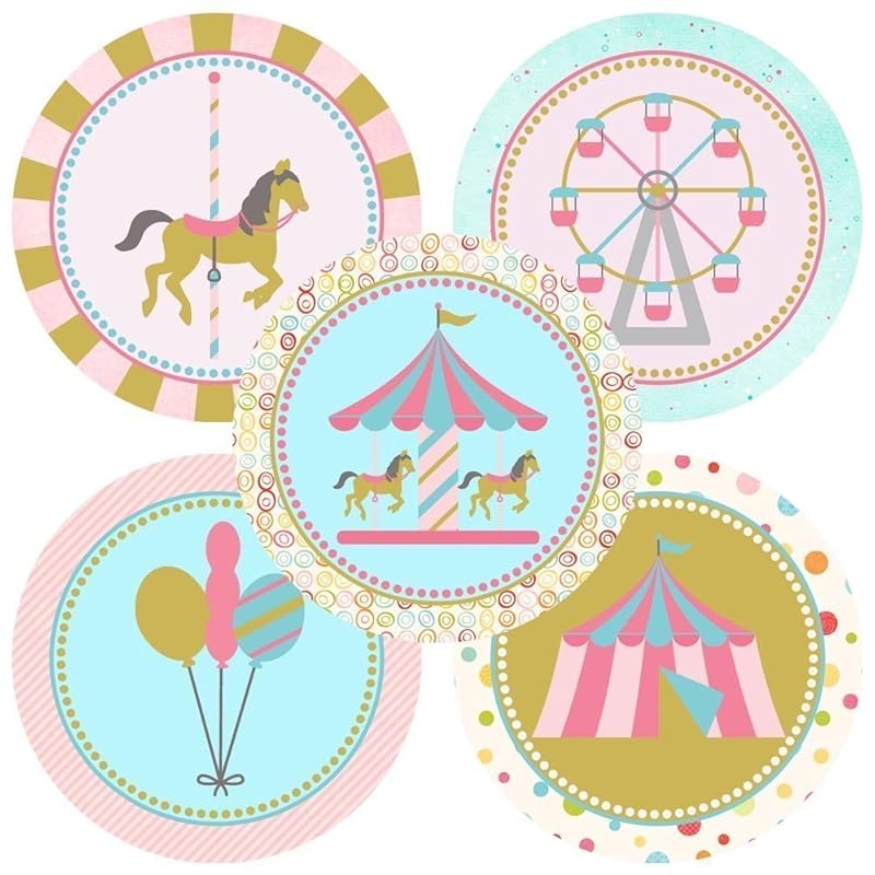 Amazon.com: Carousel Sticker Labels by Adore By Nat - Birthday Baby ...
