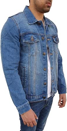 Amazon.com: Overdrive Men's Denim Biker Trucker Jacket CE Armored ...