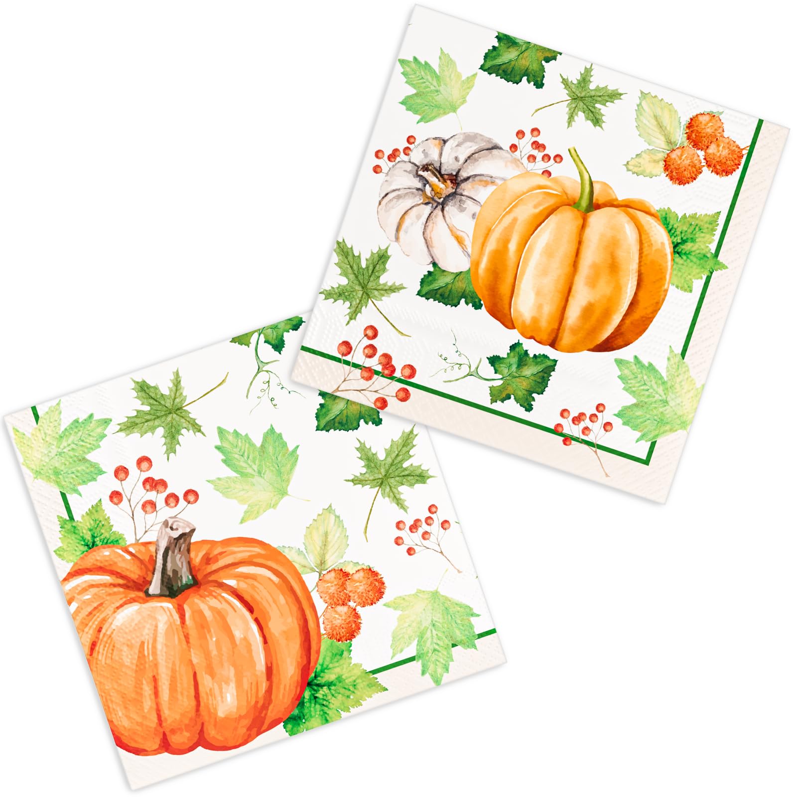 Amazon.com: Fall Pumpkin Napkins, 3-ply Pumpkin and Fall Foliage ...