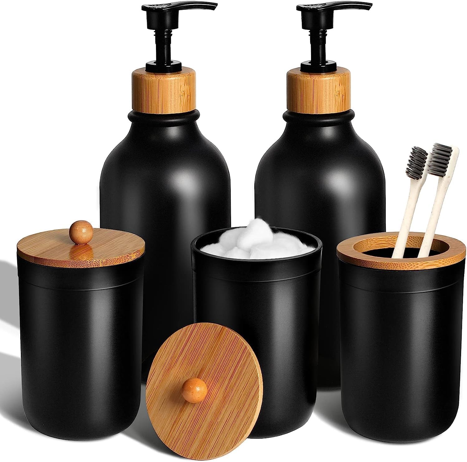 Amazon.com: LaMarriti Matte Black Bathroom Accessories, 7 Pcs Glass ...