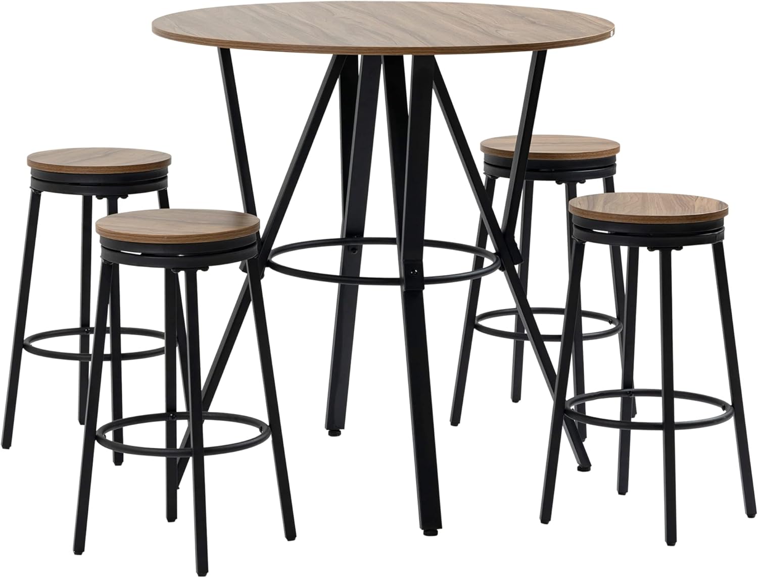 Amazon.com - HOMCOM 5-Piece Bar Table and Chairs Set with Swivel Seat ...