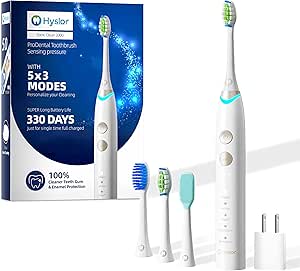 Amazon.com: Hyslor Electric Toothbrush, Sonic Electric Toothbrush for Adult, 330 Days Use on One ...