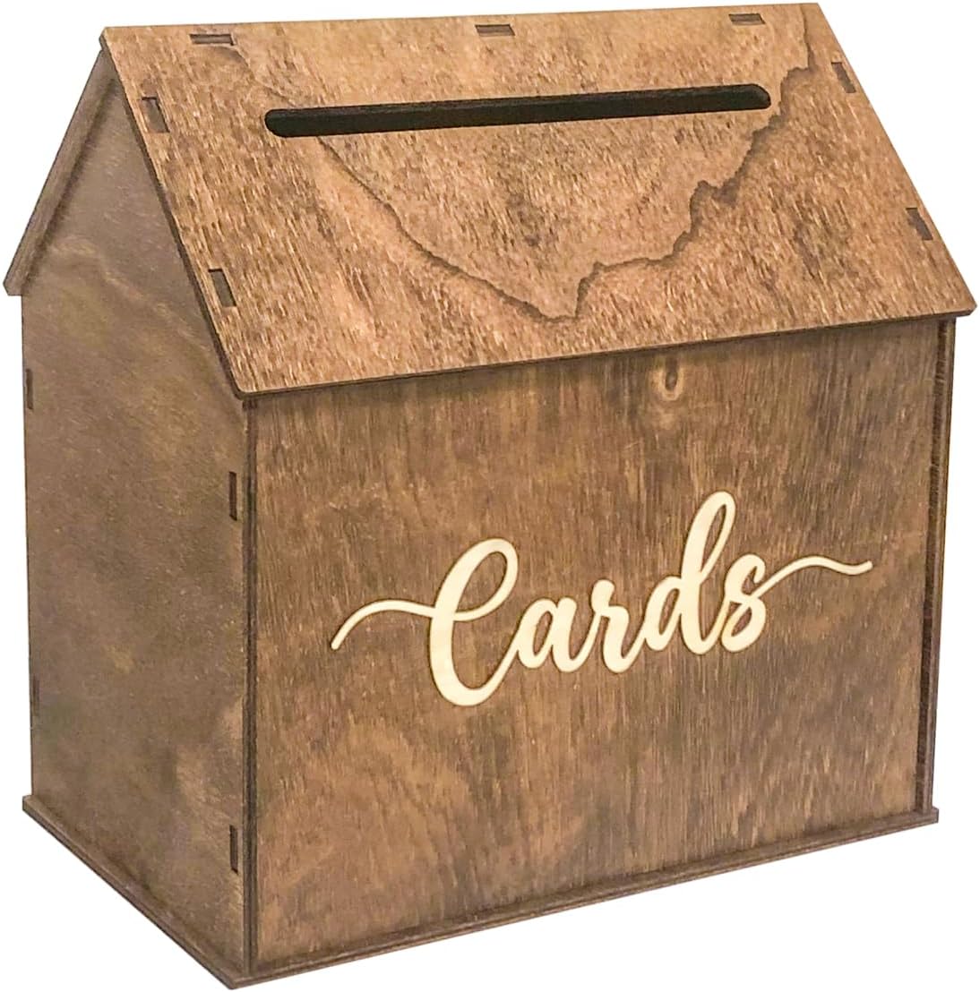 Amazon.com: Cregugua Rustic Wooden Card box 12x12x7 Inch House Shaped ...