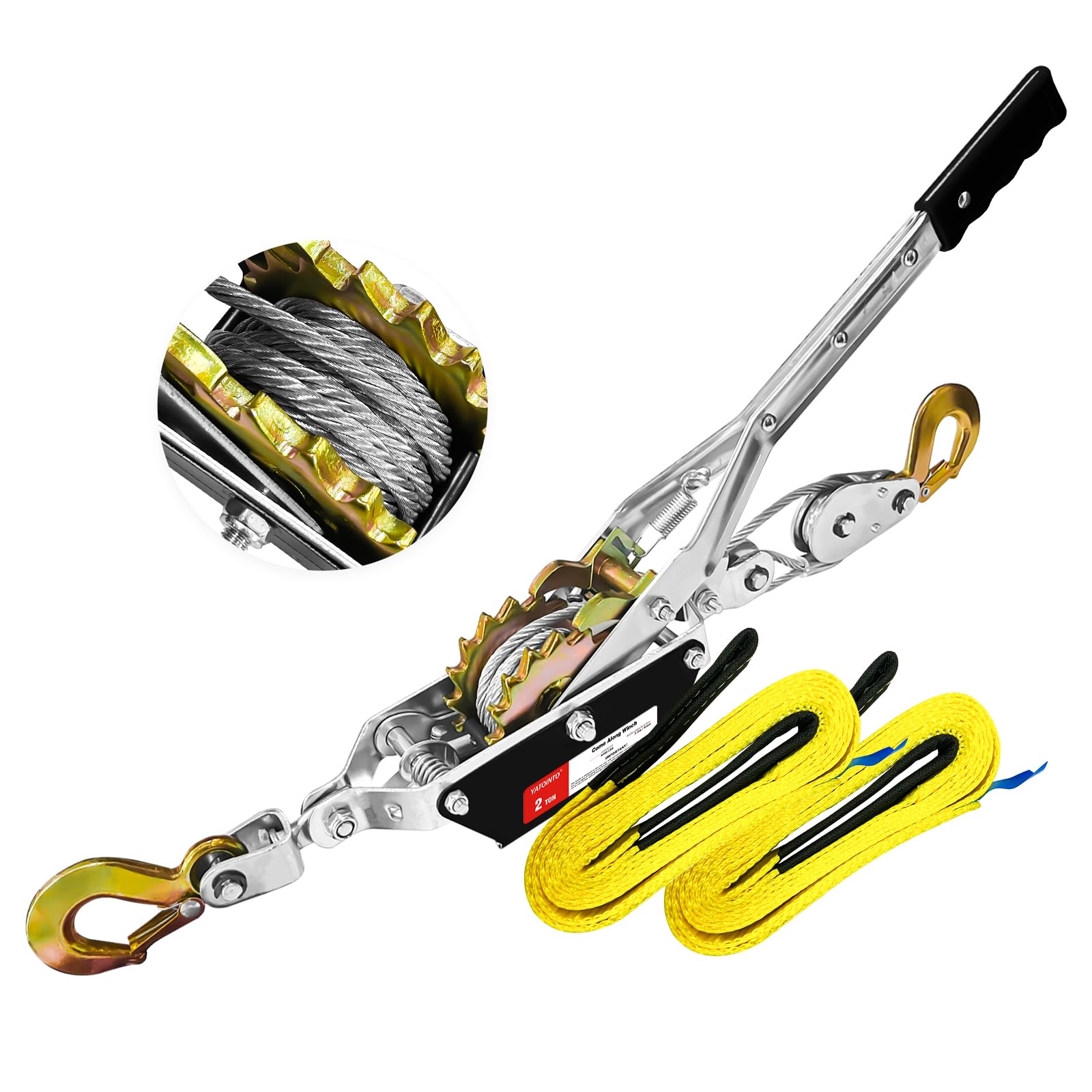 Amazon.com: YATOINTO Cable Puller 2T with Two 1"x8FT Lifting Sling 2 ...