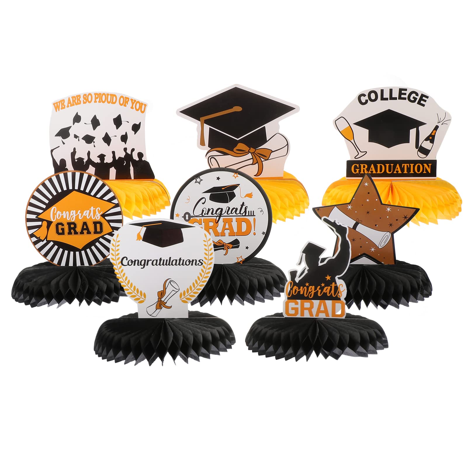 Buy Graduation Honeycomb Centerpieces Table Banner: 8pcs College Grad ...