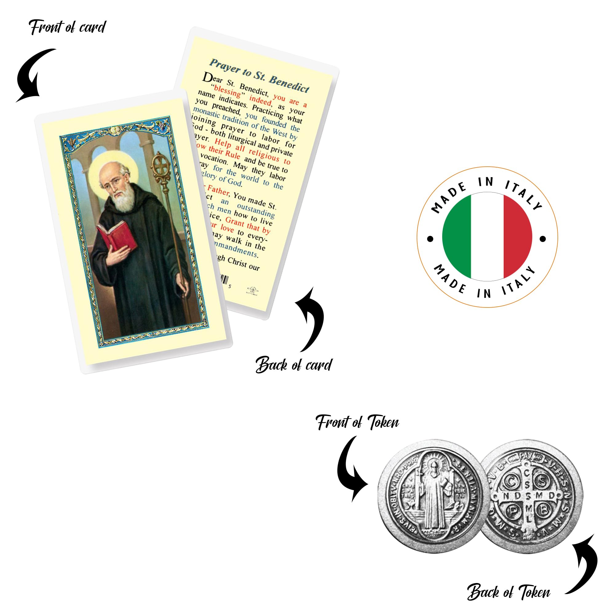 Snapklik.com : Laminated St Benedict Prayer Card - Saint Benedict Token ...