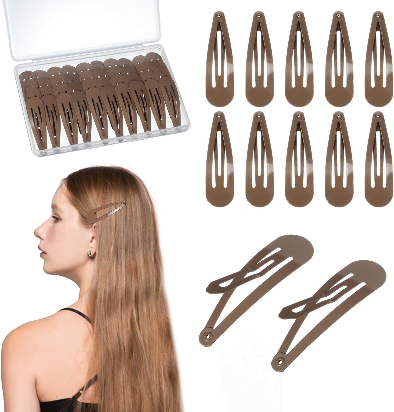 Amazon.com : Pinksee 12 Pcs Metal Snap Hair Clips Star Hair Barrettes ...