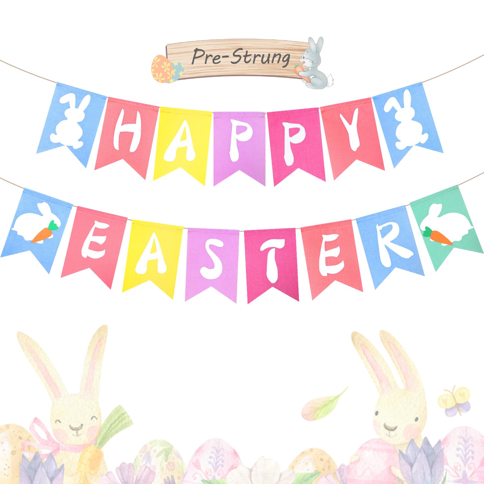 Amazon.com: Easter Decorations,Happy Easter Banner,Burlap Banner,Spring ...