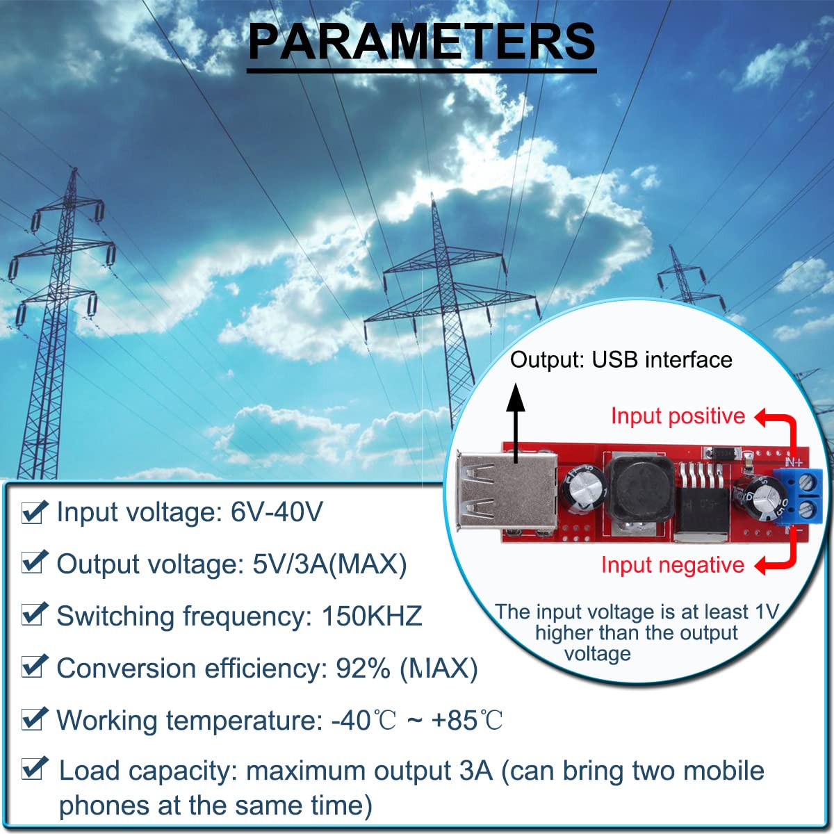 Snapklik.com : DAOKAI 5PCS 6-40V To 5V 3A Dual USB Port Output Power ...