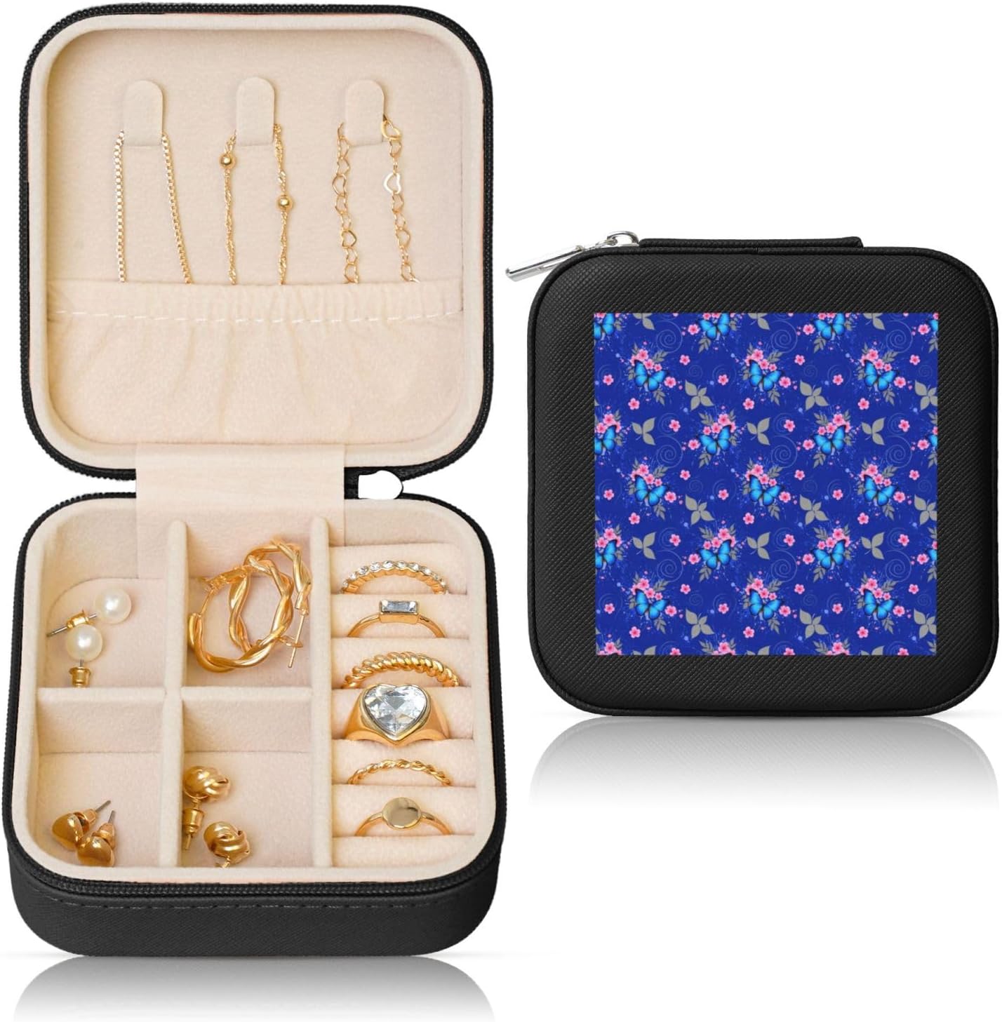 Amazon.com: BESCHOC Leather Travel Jewelry Case Organizer for Women ...