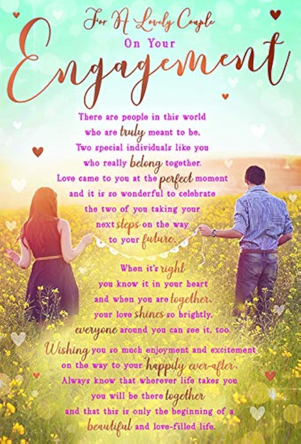 for A Lovely Couple Country Meadow Sentiments Engagement Card Lovely ...