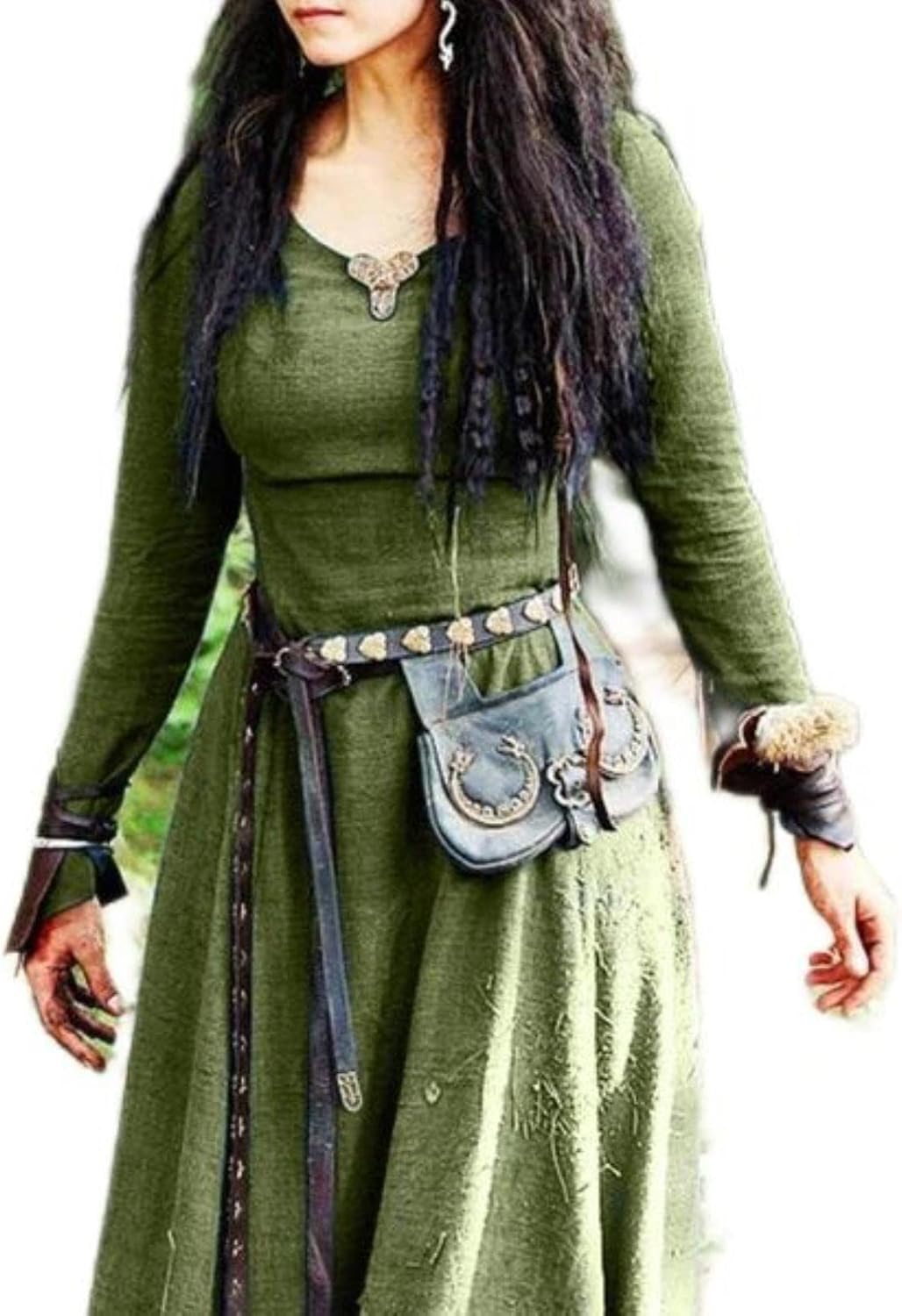 WEITING Women's Medieval Dress Long Sleeve Maxi Dress Vintage Dress ...