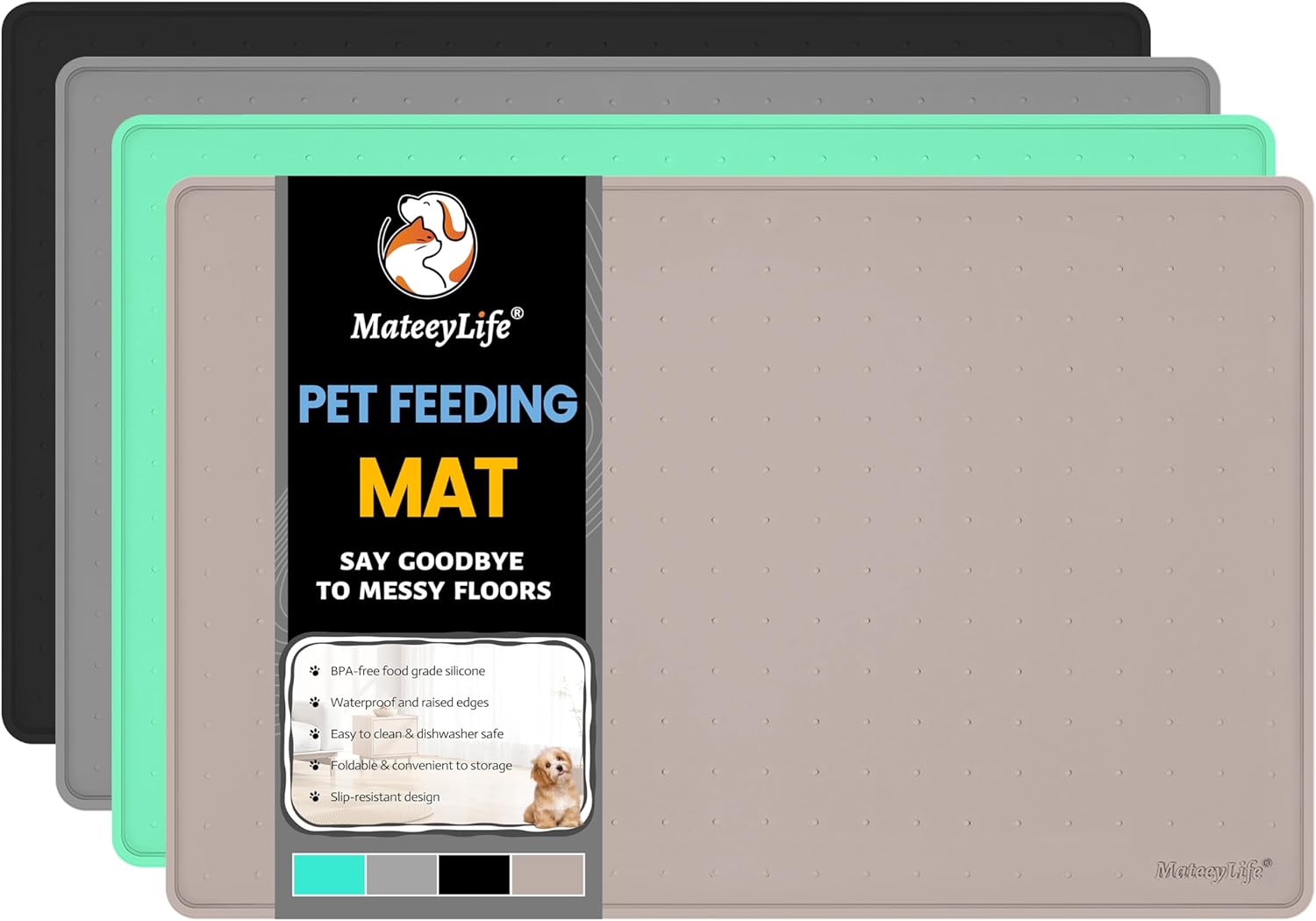 Amazon.com: MateeyLife Dog & Cat Food Mat for Floors Waterproof ...