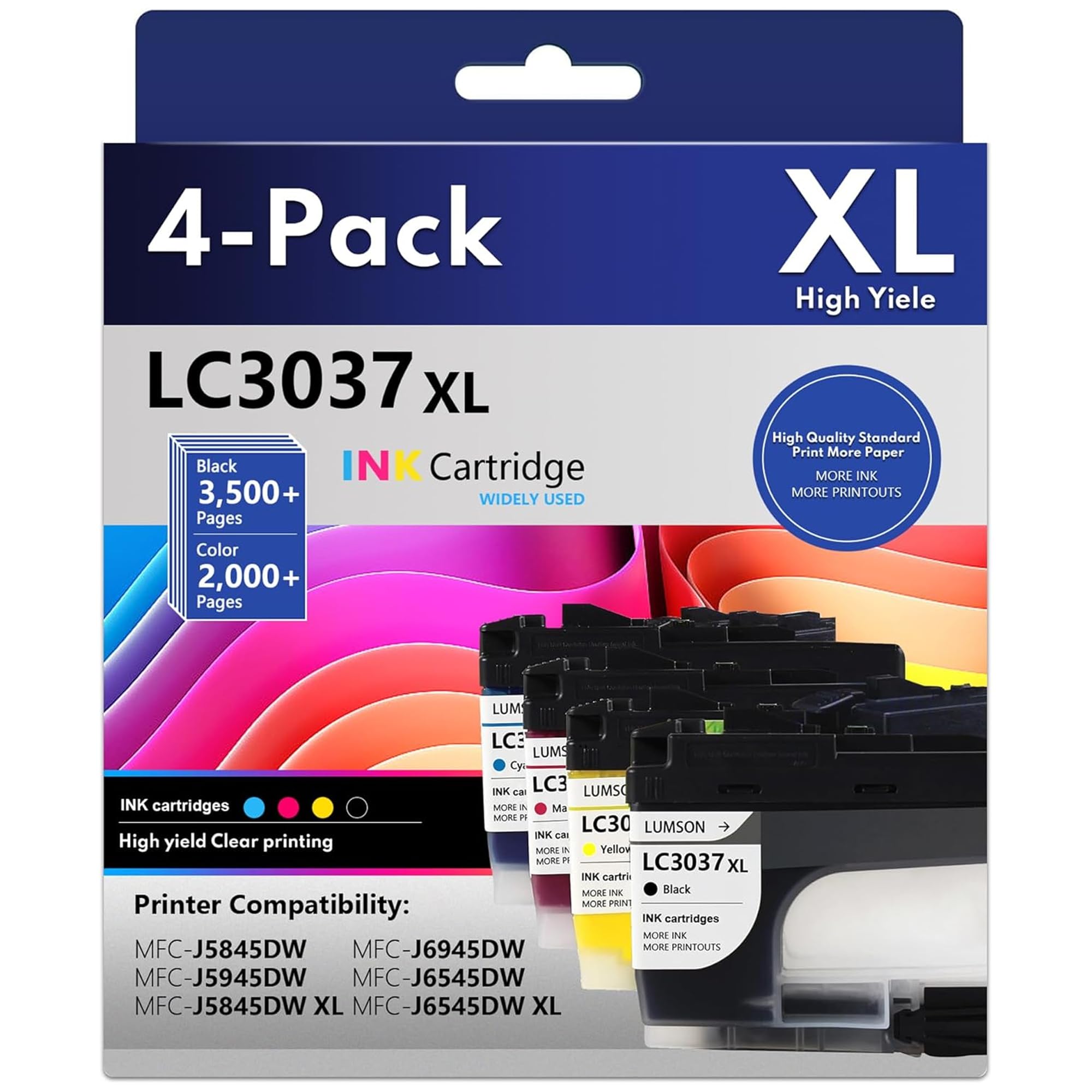 LC3037 LC 3037 Ink Cartridge Black Color Combo High Yield Replacement ...