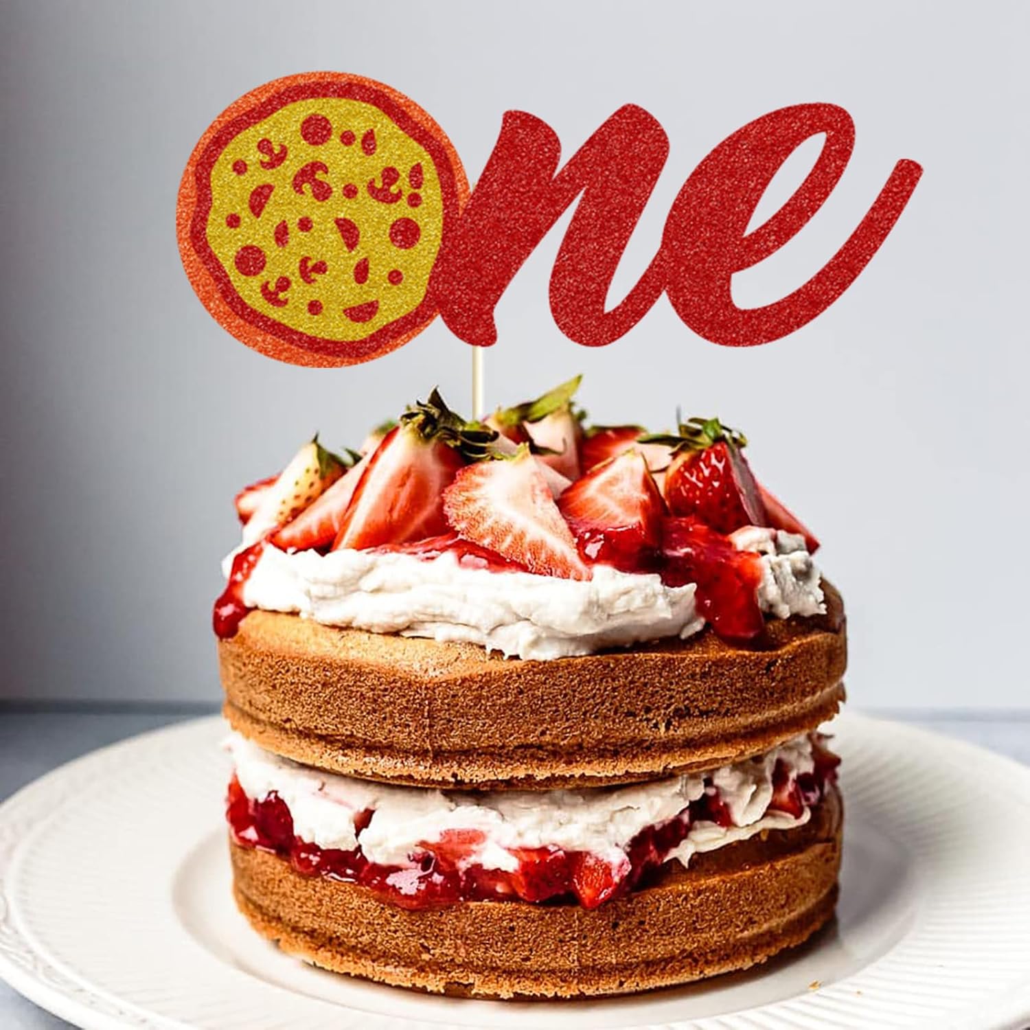 Buy Vetwo Glitter Pizza One Cake Topper Italy Food/Pizza Festival/I ...