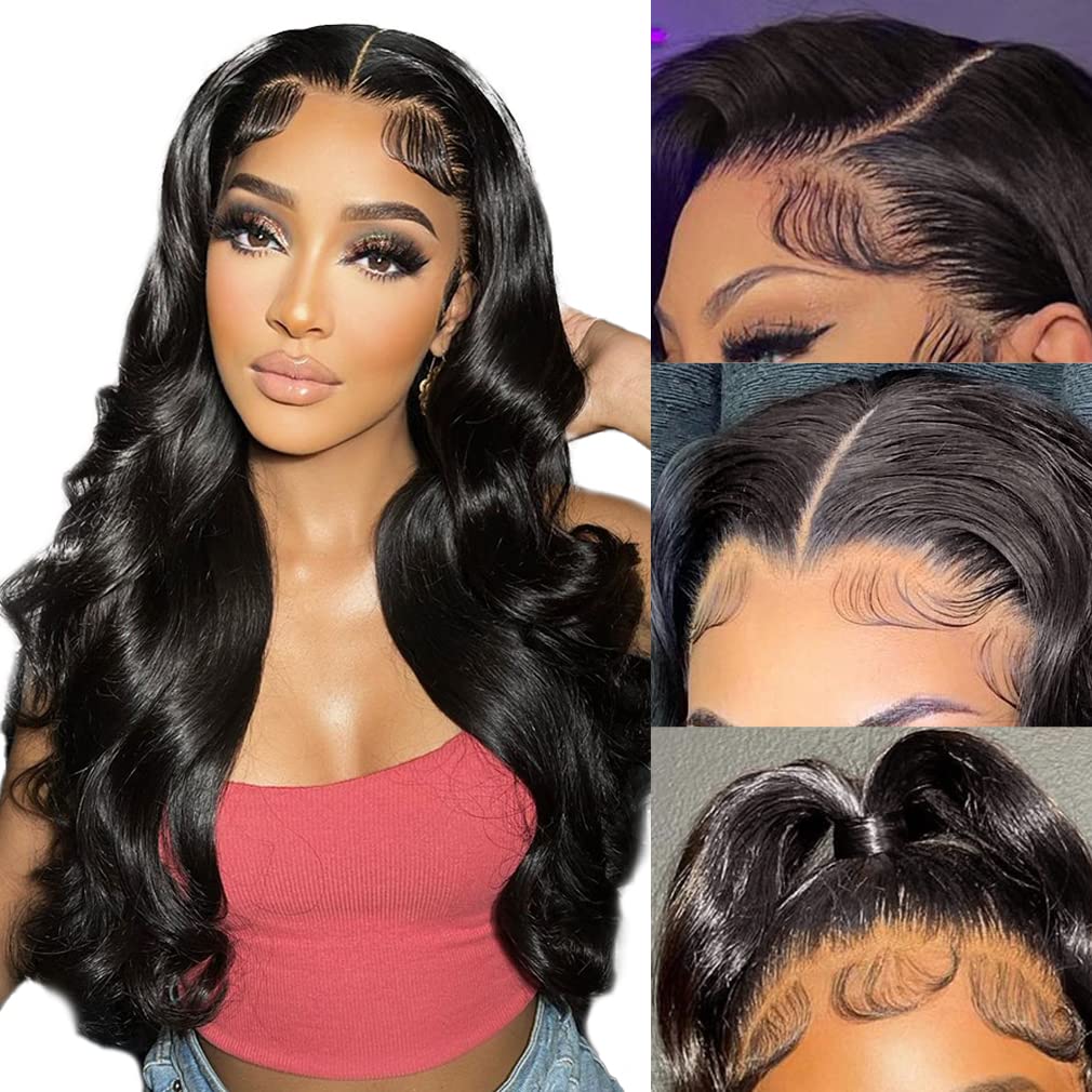 Amazon.com: 24 Inch Body Wave Lace Front Wigs Human Hair 13x4 HD Lace ...