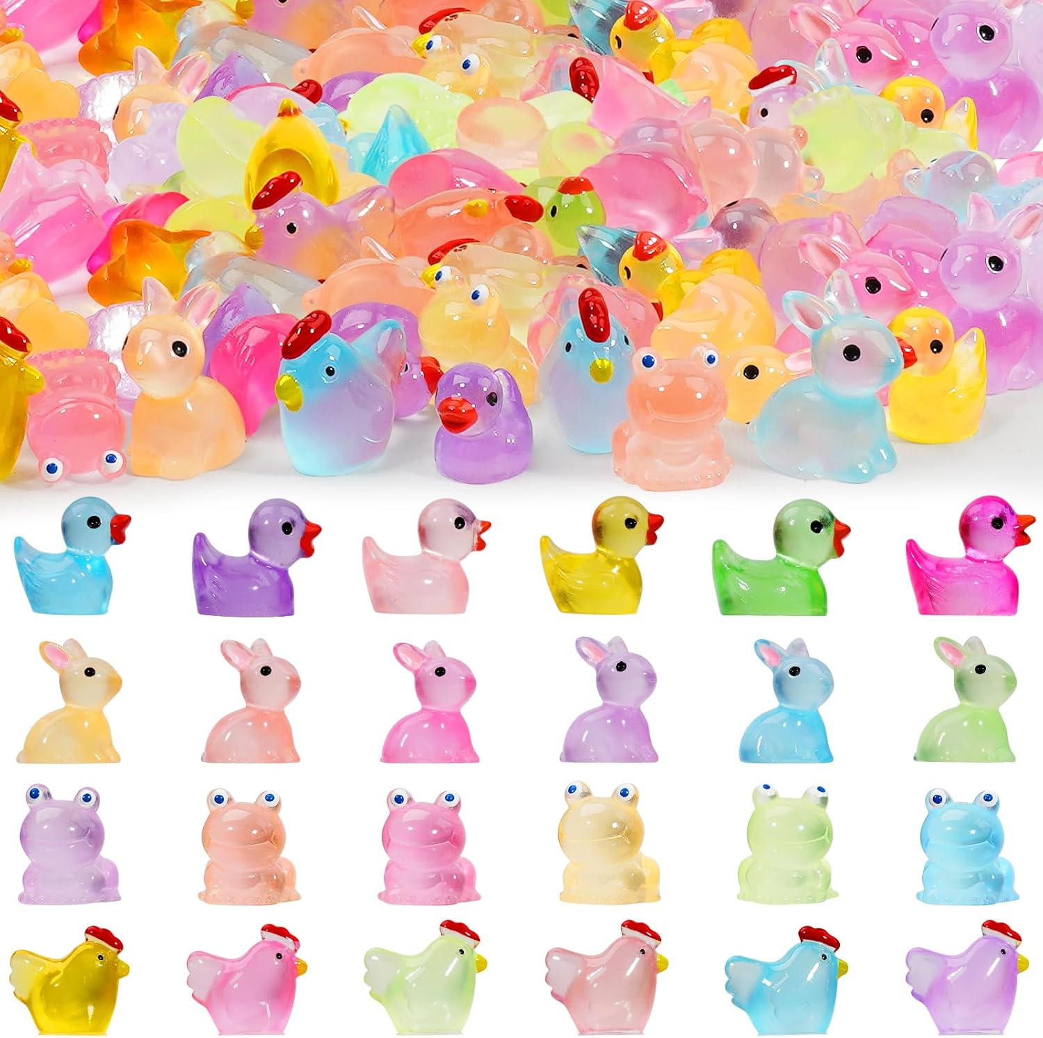 Amazon.com: Mini Resin Animals Figures to Hide 72 PCS Luminous Tiny ...