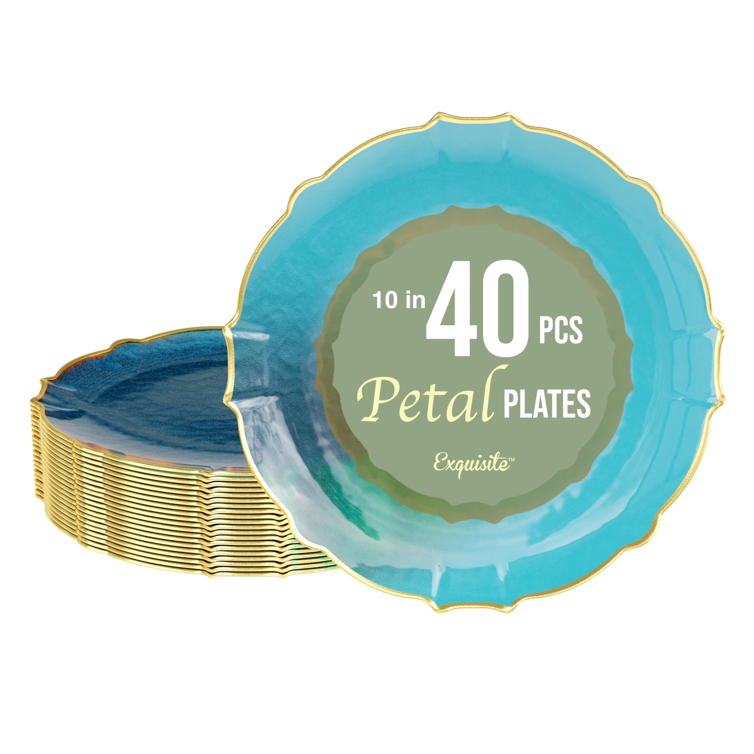 Amazon.com: Exquisite Elegant Plastic Plates For Party 40 Dinner Plates ...